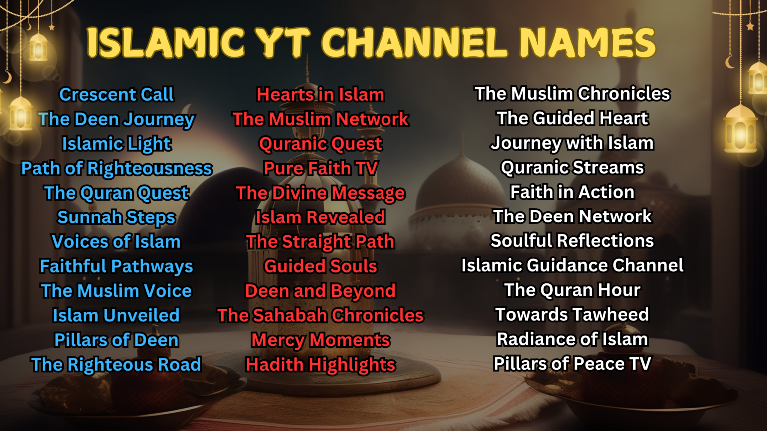900+ Powerful Islamic YouTube Channel Name Ideas 2025